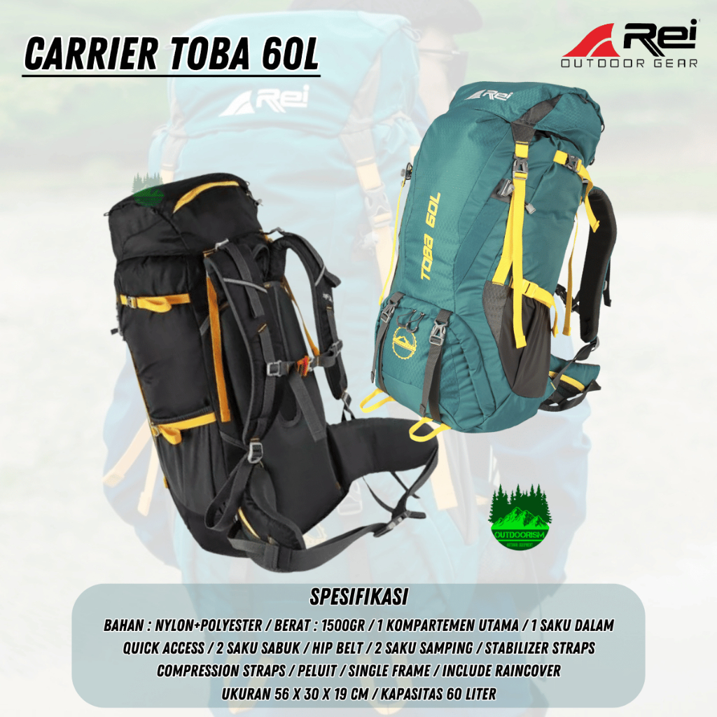 Arei Mountain Bag / Carrier Toba ADV 60L Liter Arei Outdoorgear ...
