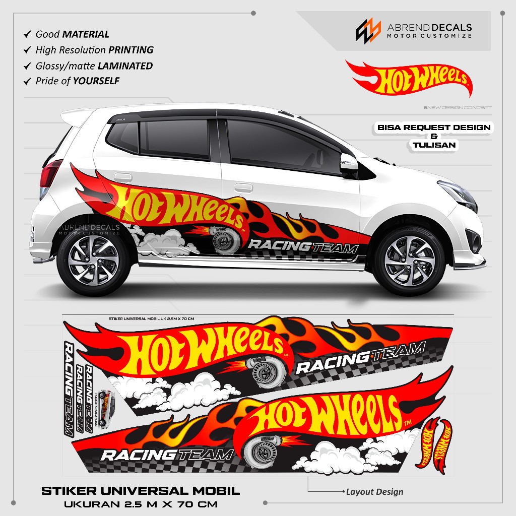 Universal HOT WHEELS Car Stickers AYLA/AGYA/YARIS/DATSUN GO/BRIO/NISSAN ...