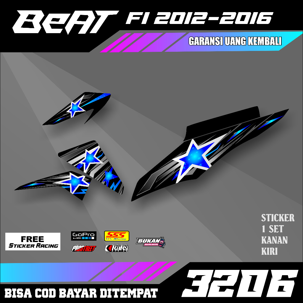 Striping Beat Fi 2012 2013 2014 2015 2016 Stripping sticker Stickers ...