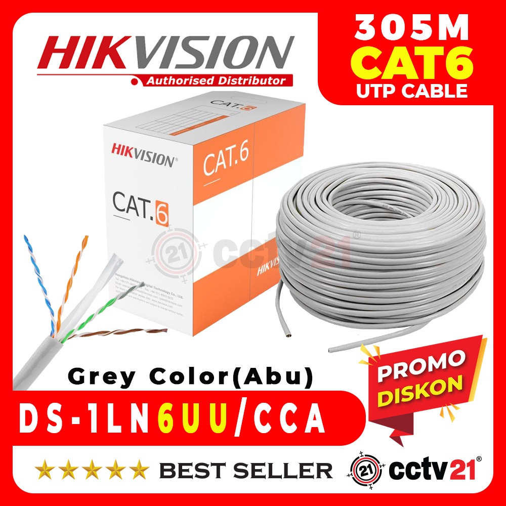 HIKVISION CAT6 LAN Data Cable UTP IP CAT 6 DS-1LN6UU/CCA 305M Gray Gray | Shopee Malaysia
