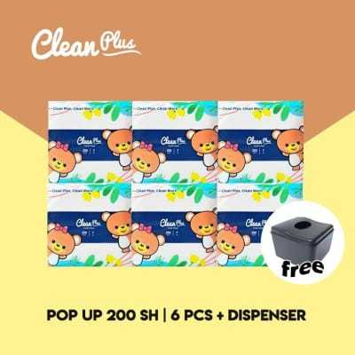 [1 PACK CLEANPLUS POP UP 200] CLEAN PLUS - Pop Up Facial Tissue / Facial Tissue 200 Sheets 2 Ply ...