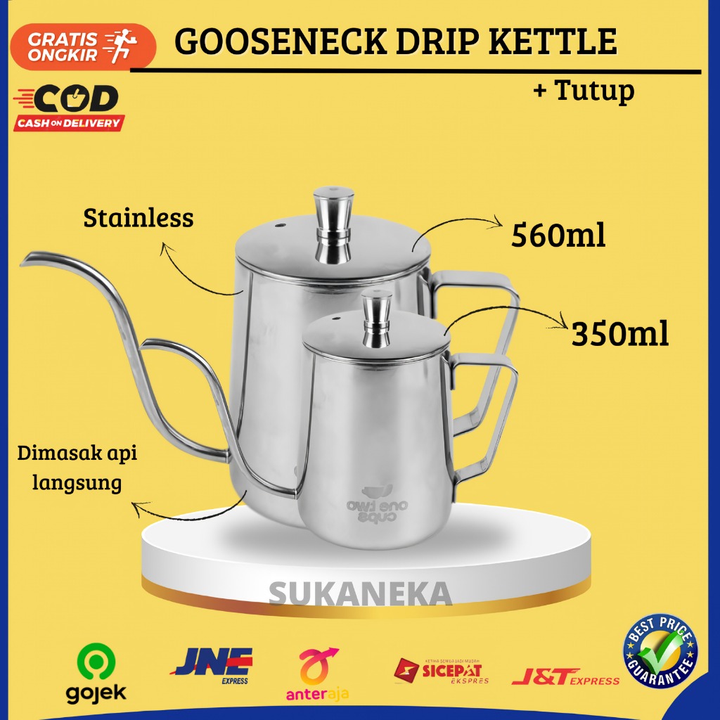 Gooseneck COFFEE TEMPET GOOSE POUR OVER DRIP KETTLE WITH STAINLESS LID 350ML AND 560ML | Shopee ...