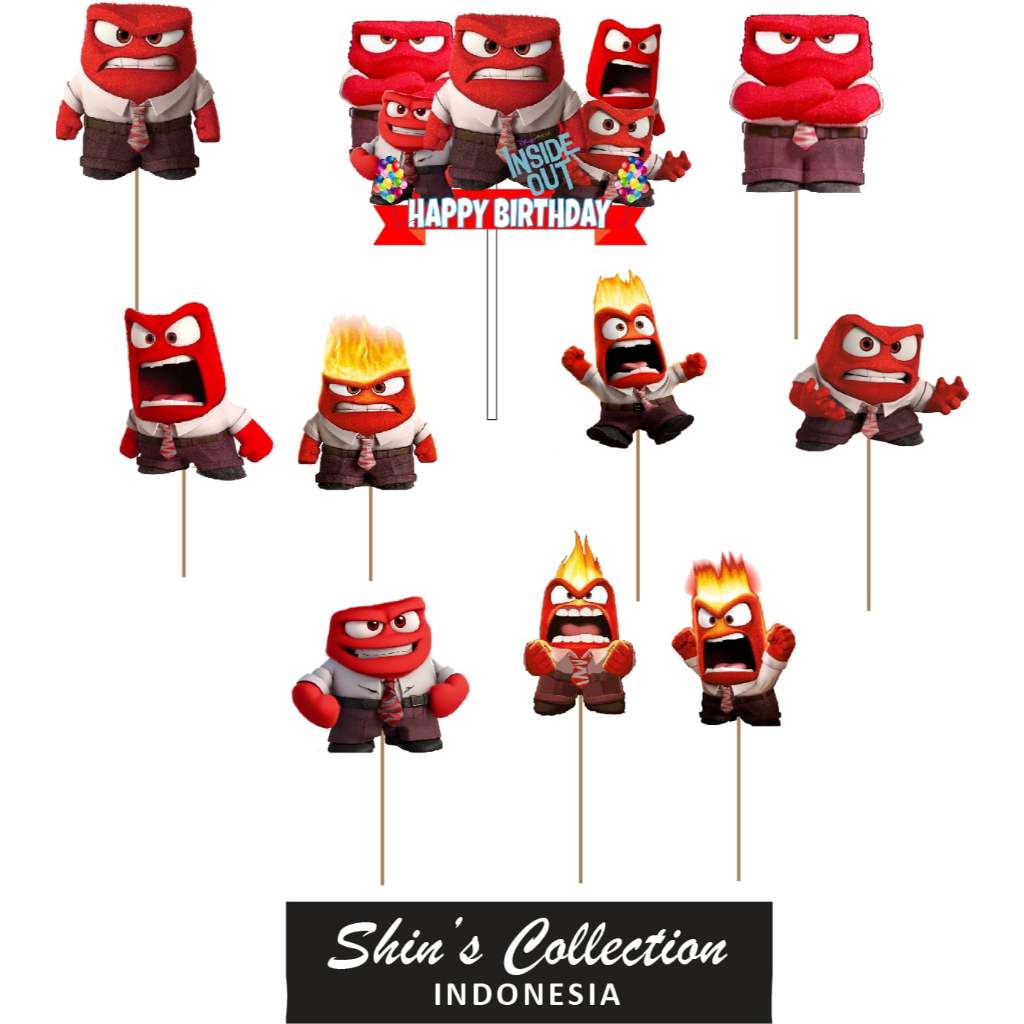 Cake topper Anger Solo Inside Out Disney Contents 10pcs | Shopee Malaysia