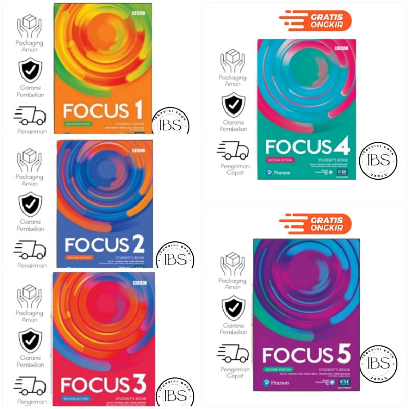 Focus Book 1-5 Second Edition Student Book Work Book Full Color Plus ...