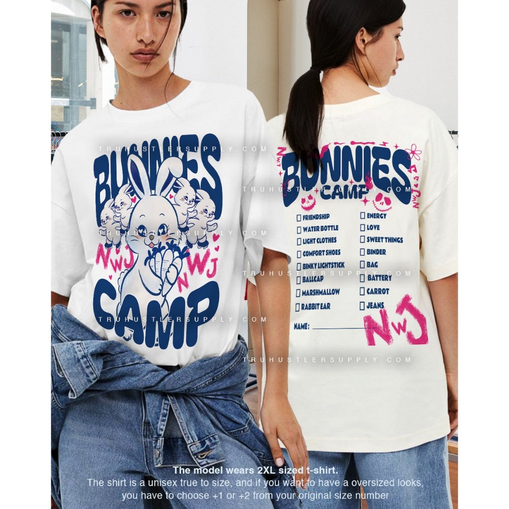 HITAM PUTIH Kaos NewJeans Sablon Front Back Bootleg Black, White DTG ...