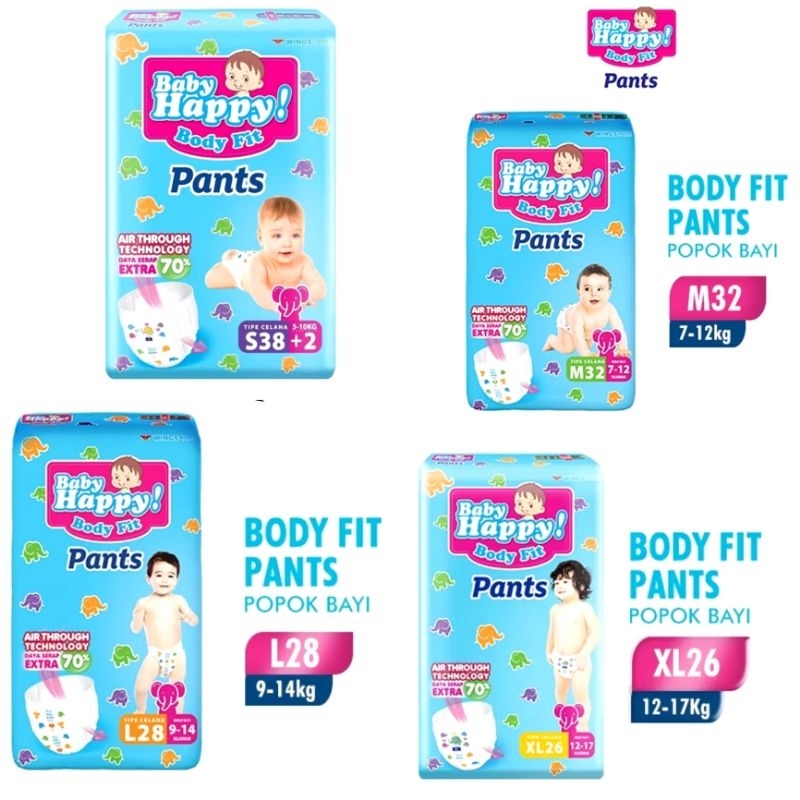 BABY HAPPY PANTS LARGE SIZE DIAPERS S40 M30 L28 XL24 XXL24 | Shopee ...
