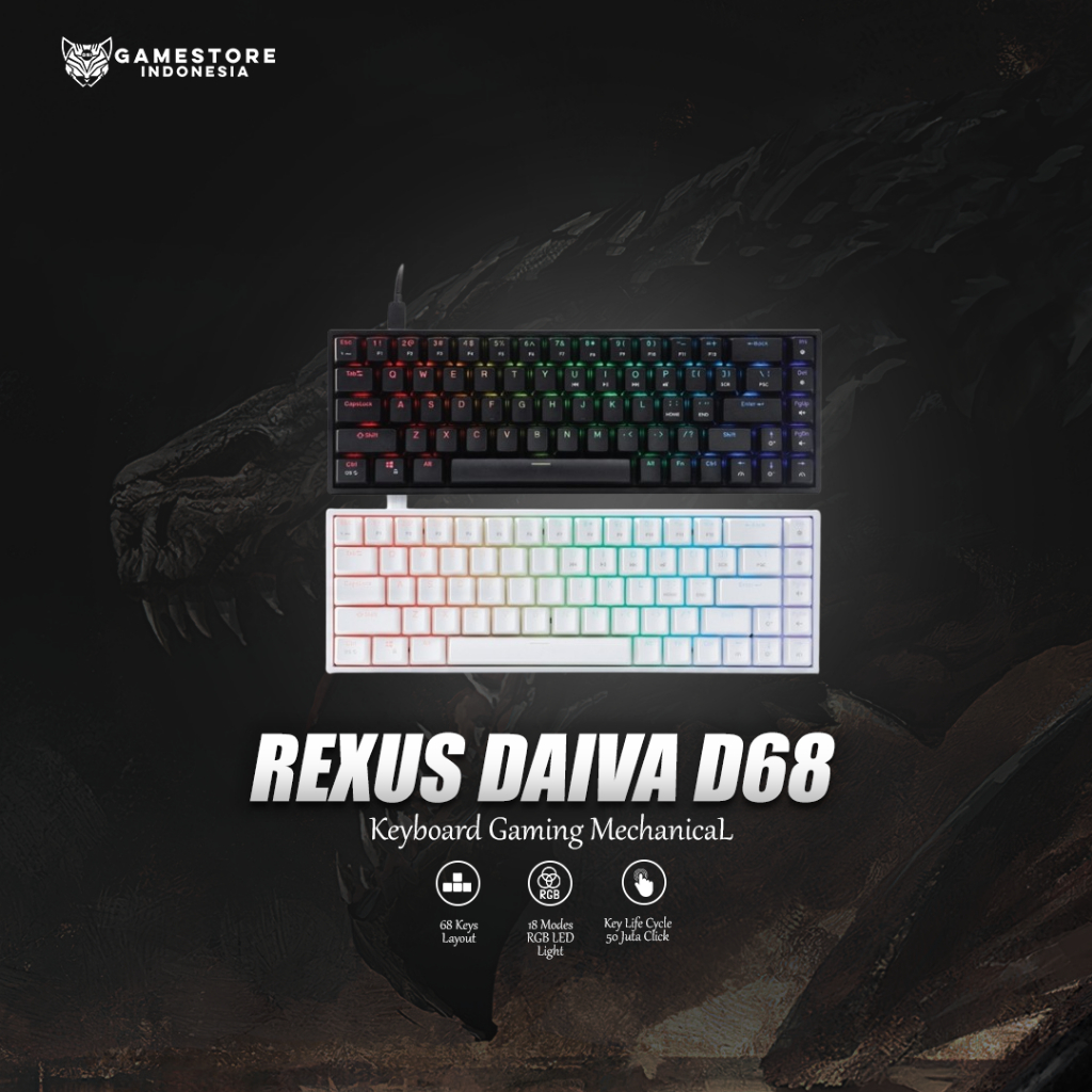 Rexus Gaming Keyboard Bezel-Less D68 Upgraded | Shopee Malaysia