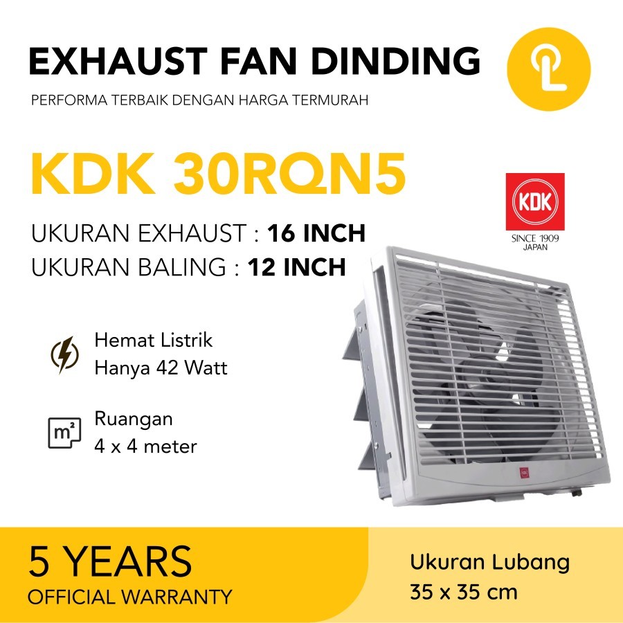 Exhaust KDK 30RQN / Exhaust Fan 12 Inch Wall Fan 12" KDK 30 RQN 30RQN5 ...