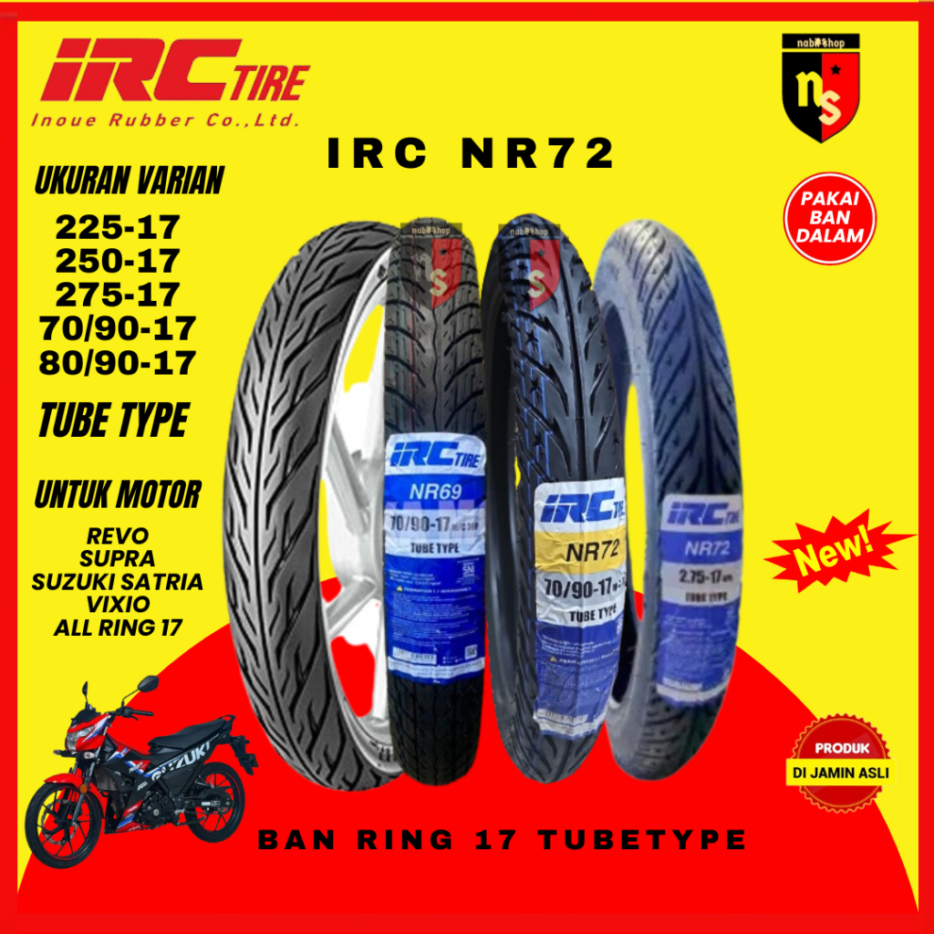 Motorcycle Tire Ring 17 IRC NR 72 250-17 Tube Type (Not Tubeles ...