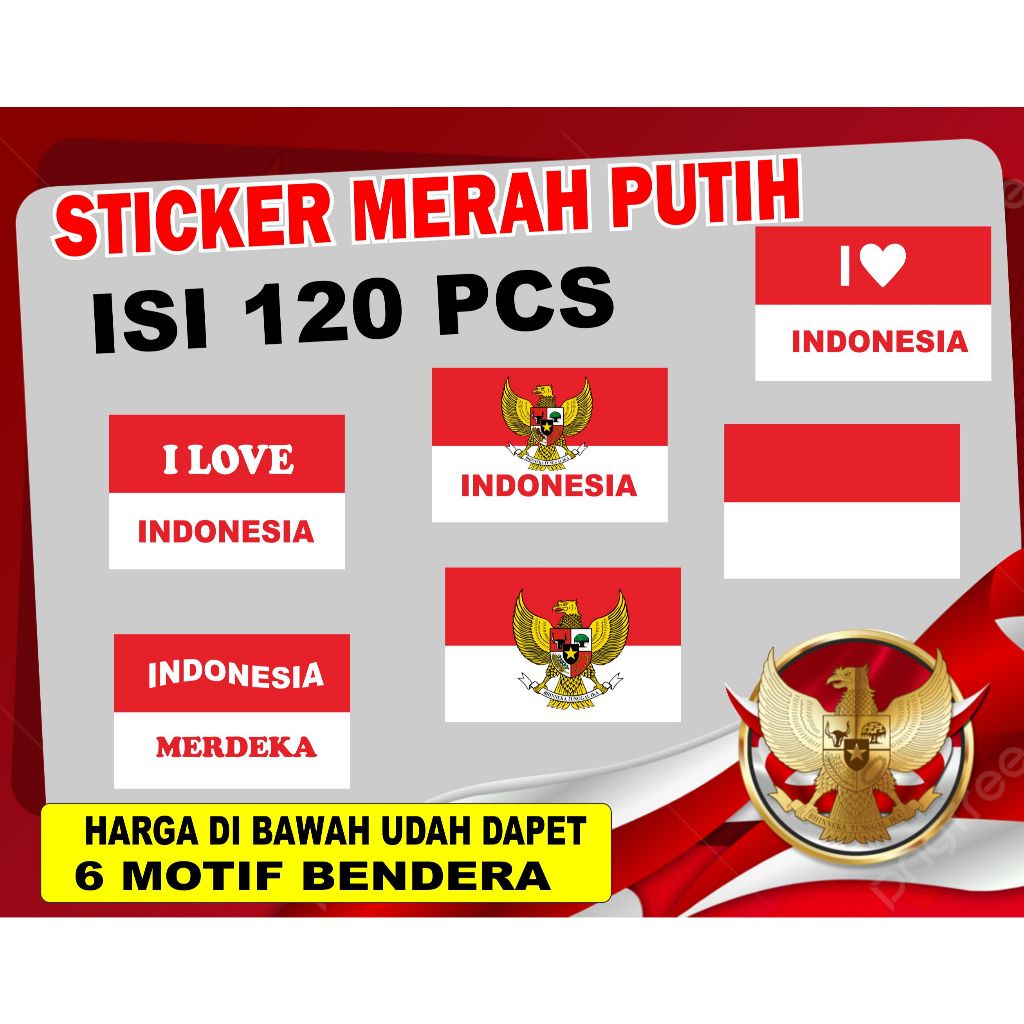 MERAH PUTIH Red And White Flag STICKER RI 79th Anniversary.One Package ...