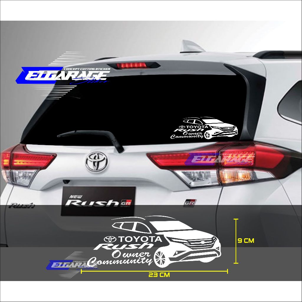 Toyota rush car window sticker cutting new rush car rear window sticker ...