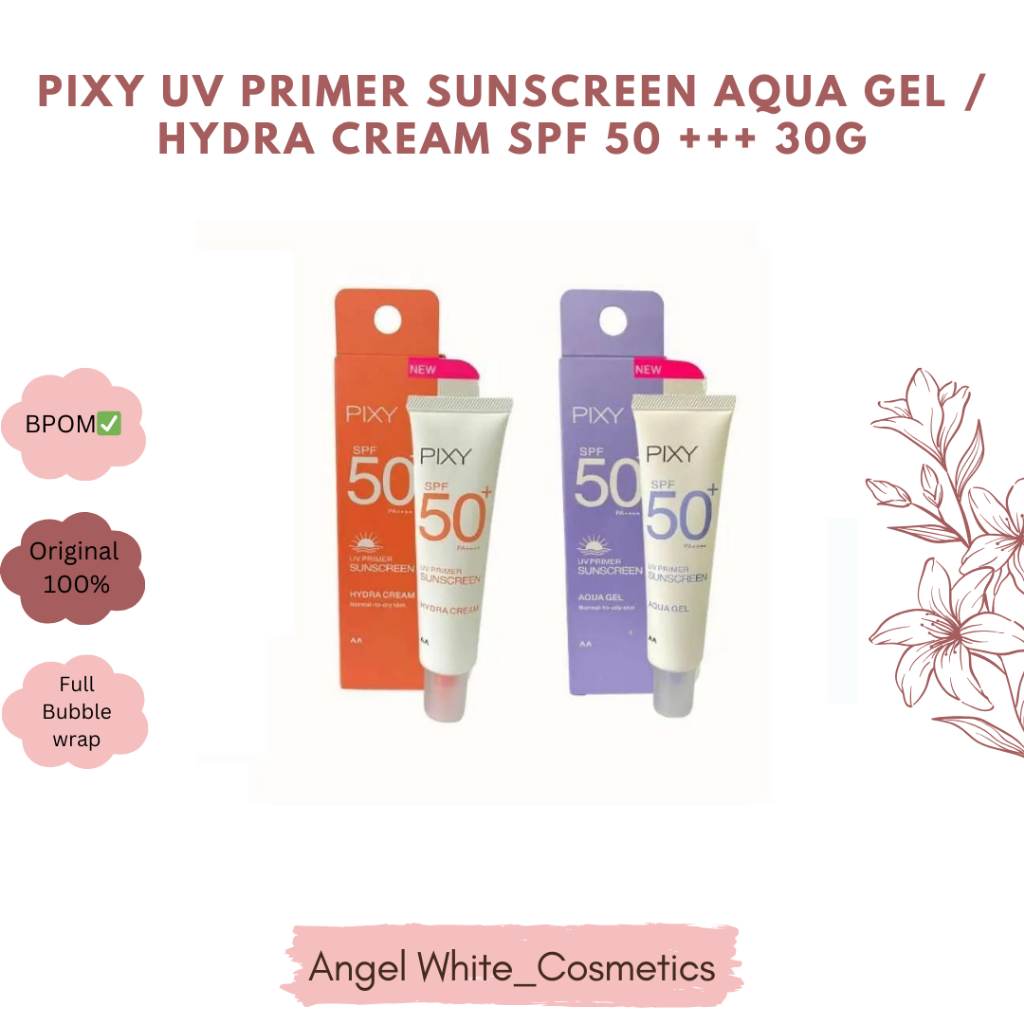 Pixy UV Primer Sunscreen Aqua Gel / Hydra Cream SPF 50 +++ 30g | Shopee ...
