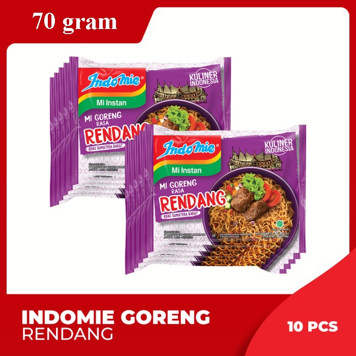 Indomie GORENG RENDANG 70 Grams PER PACK Contains 10 Packs Of FUN ...