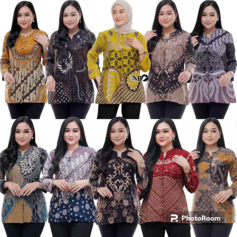 MERAH Batik Blouses Modern Women's Batik Tops Sakura Red Putri Malu ...