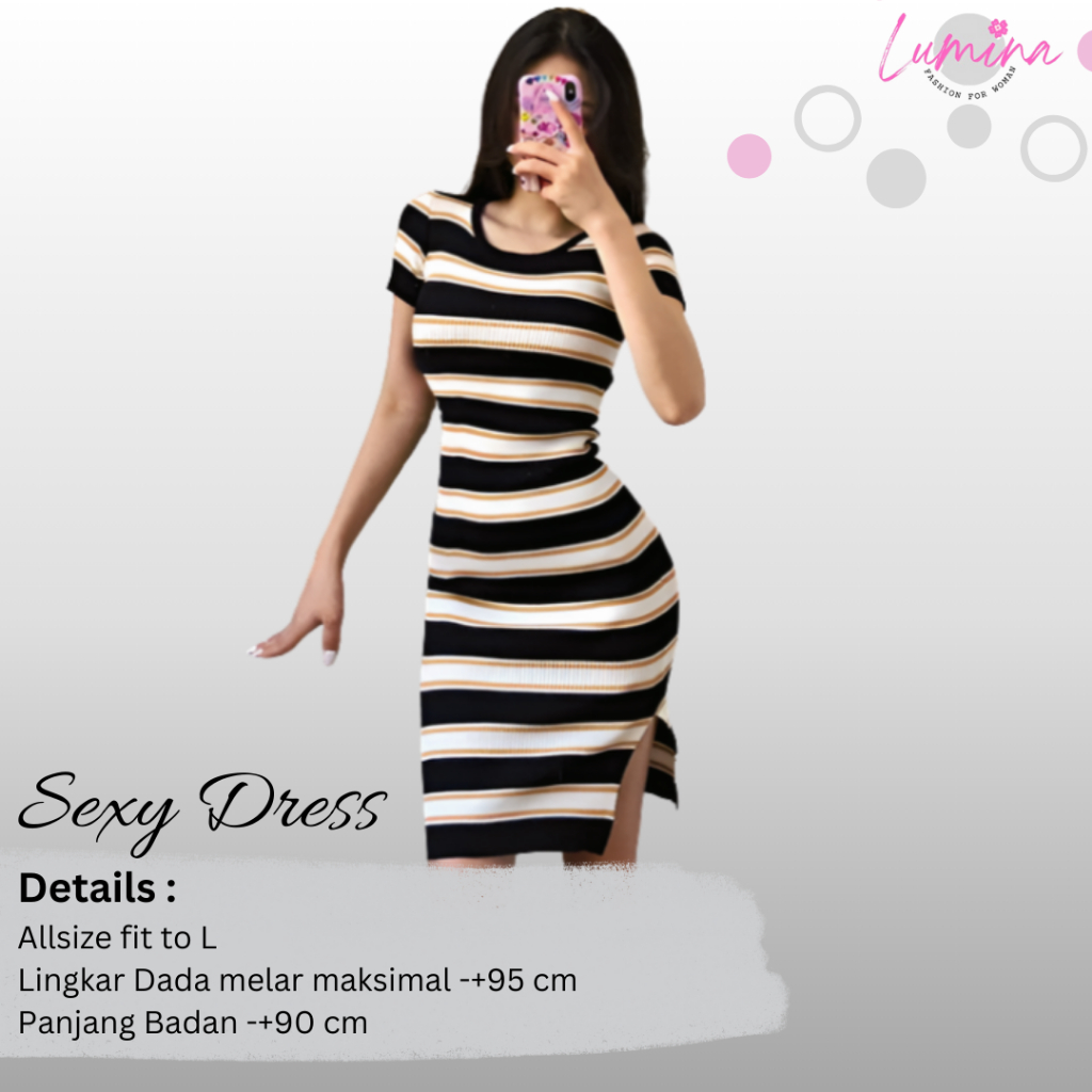 Lumina - Summer Split Sexy Striped O neck Bodycon Dress || Dress Press ...