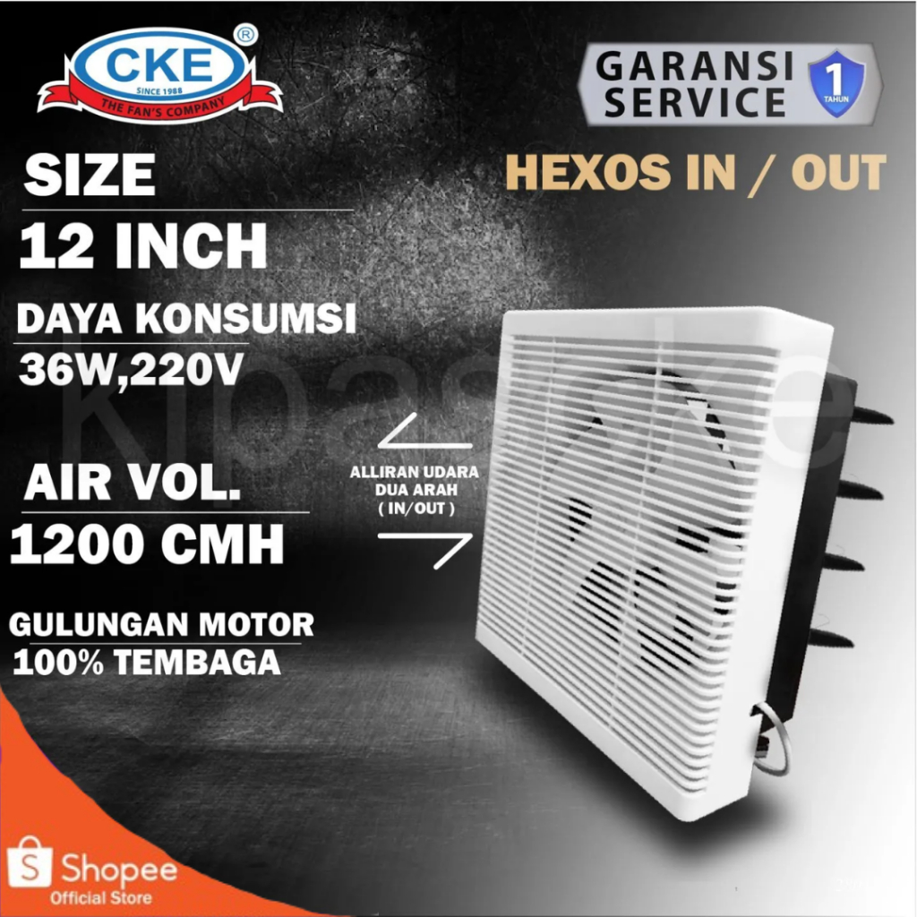 Cke Exhaust Fan In Out EFIO-DN-KLT-30B-2-NB Size 12" 36W 220V Suction ...