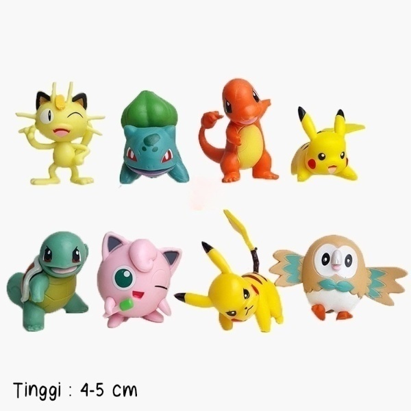 POKEMON PIKACHU FIGURE SET 8 PCS MINIATURE CAKE TOPPER TOYS | Shopee ...