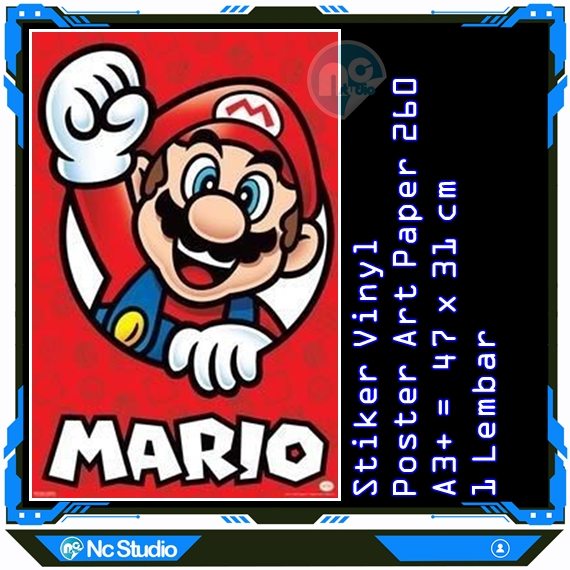 Super Mario Bros Poster Sticker A3+ pikacu Kids Decoration Toy game ...