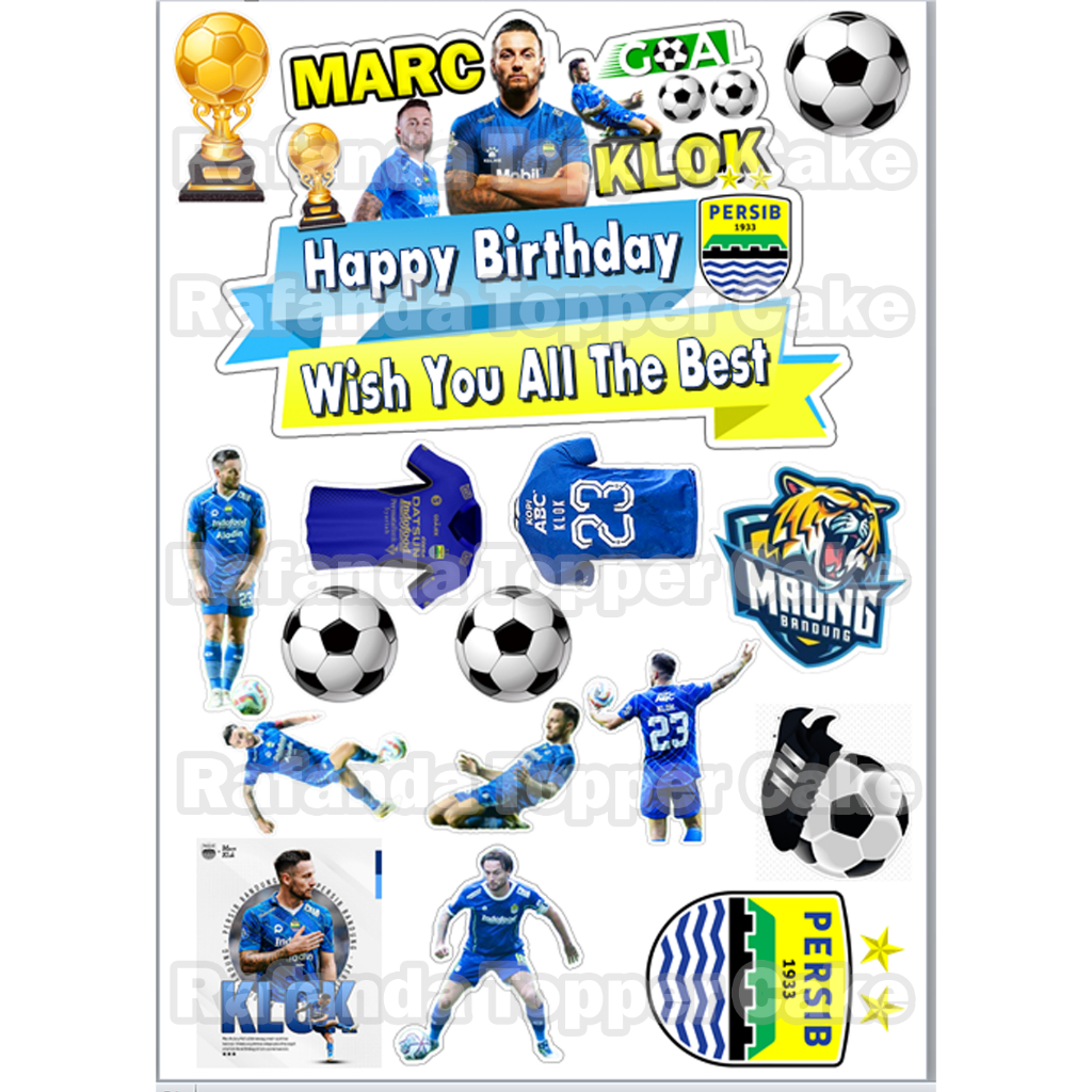 Persib marc klok bandung birthday cake Topper birthday Topper | Shopee ...