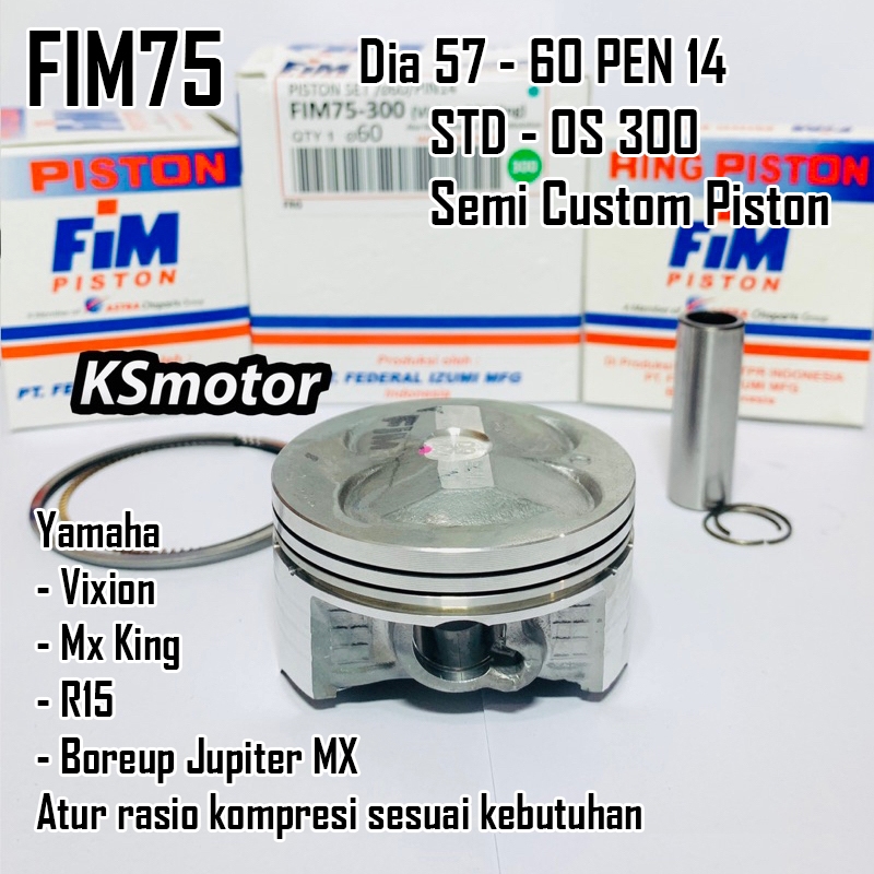 PISTON SEHER SET FIM75 VIXION MX KING R15 DOME 57 57,5 58,5 59,5 60 Pin ...