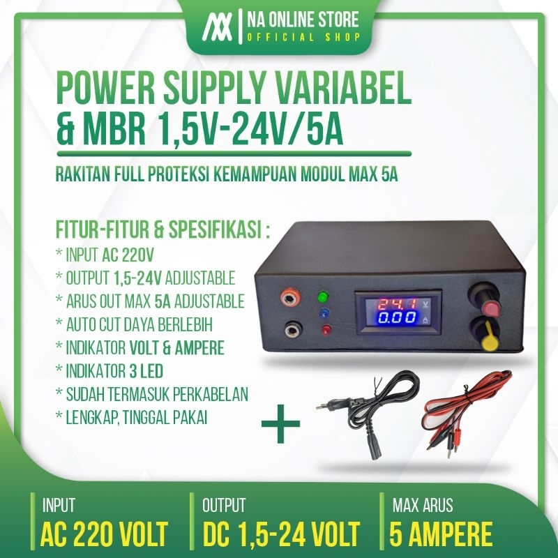 Power SUPPLY VARIABLE PSU MBR 5A 1.5-24V ADJUSTABLE SHORT KILLER FULL ...