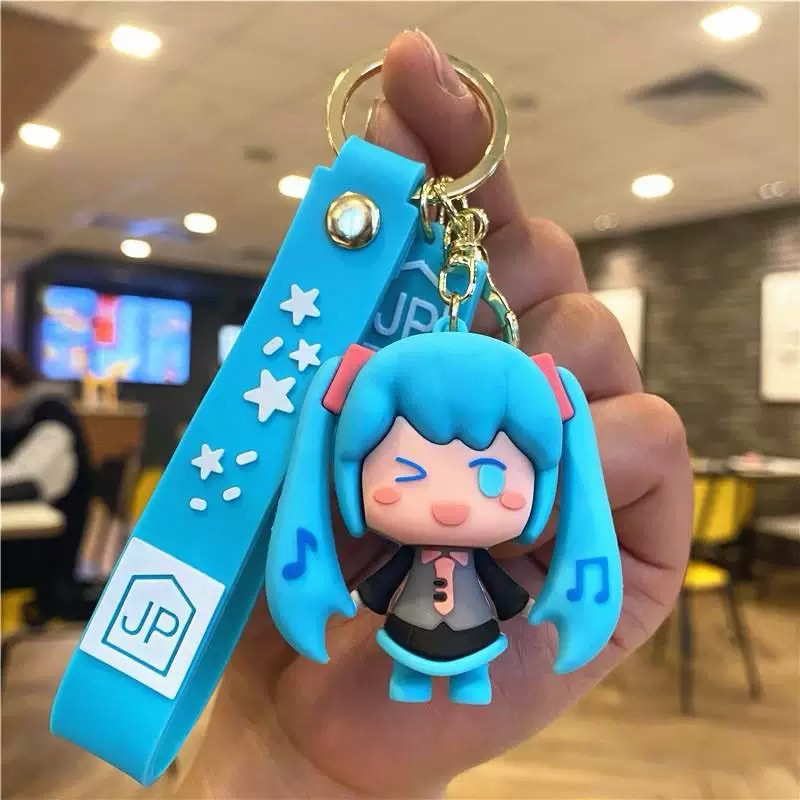 GANTUNGAN Vocaloid Keychain: Hatsune Miku Blue Cute Kawaii Keychain ...