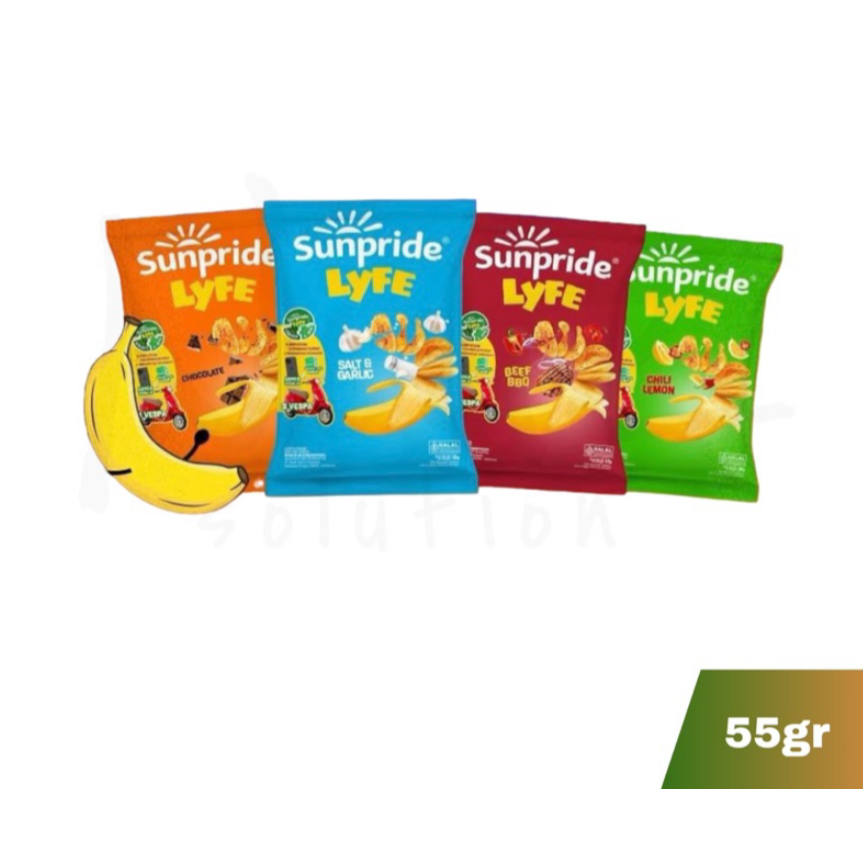 Sunpride Lyfe Banana Chips Chocolate Flavor / Chilli Lemon / Salt Garlic / Beef BBQ 55gram ...