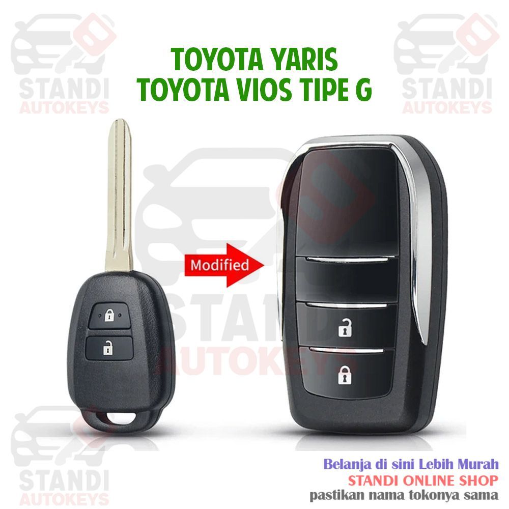 TOMBOL Toyota Yaris Vios Sienta 2 Button Modified FlipKey Folding Key ...