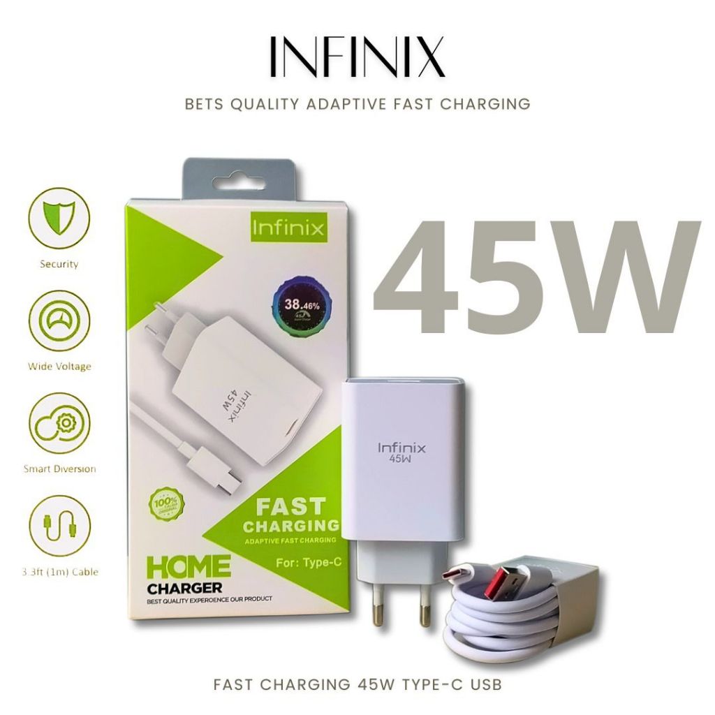 Charger Infinix 45W 100% For Infinix Note 30/Infinix Zero 20/Infinix GT ...