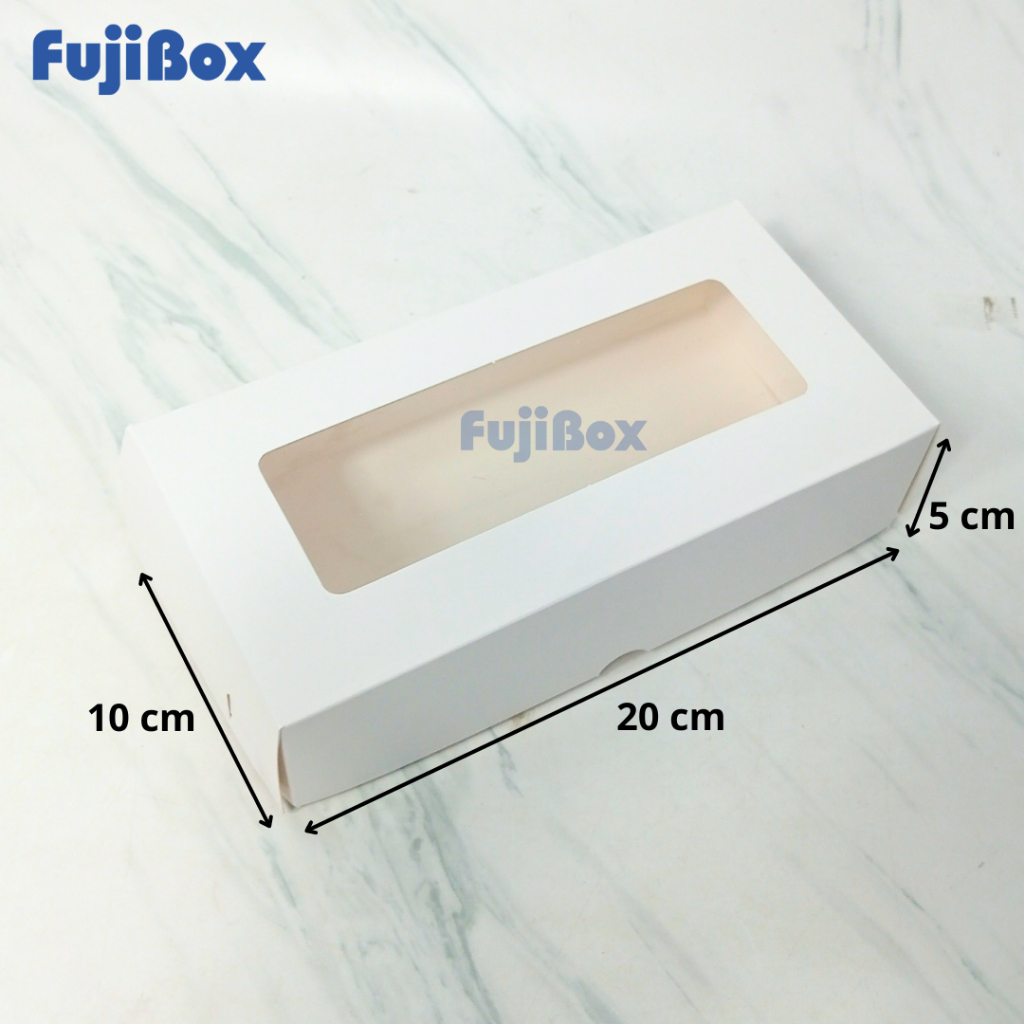 PUTIH (10 Pcs) Fuji Box Ivory Cake Box 10 cm x 20 cm x 5 cm Plain White ...