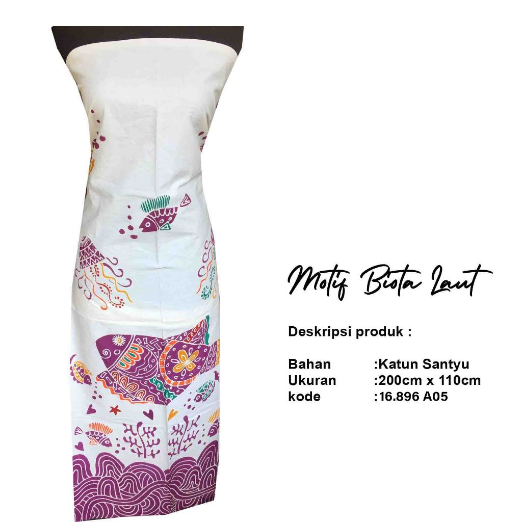 UNGU Written batik with marine life motifs - fish motif batik - purple ...