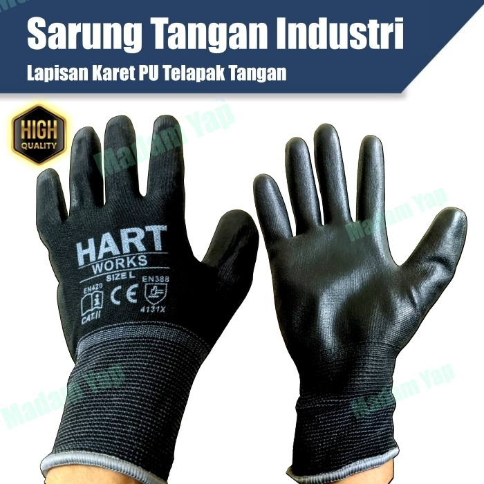 HITAM Hart Safety Gloves Black Rubber Industrial Work Mechanical ...