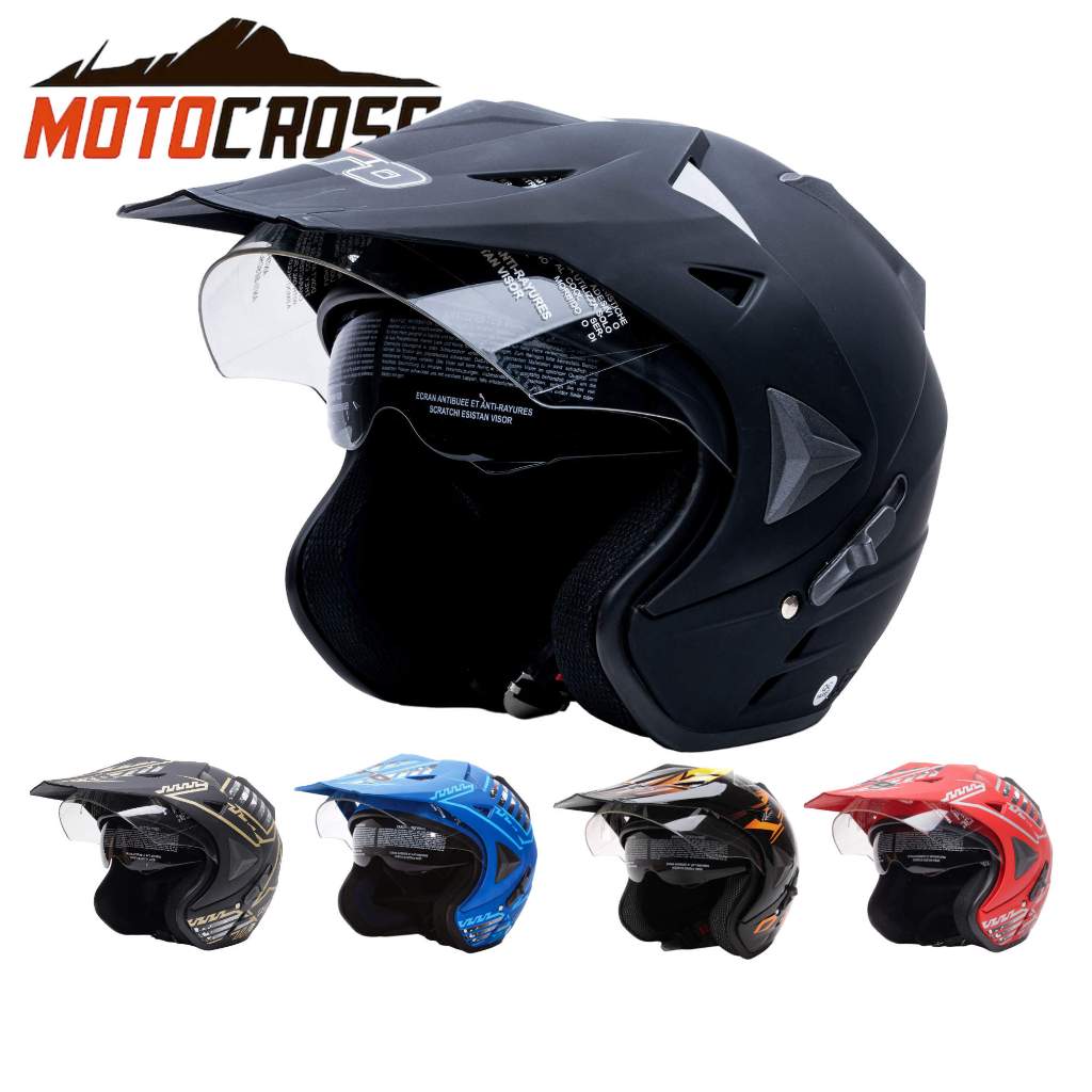 Plain Pro-Right Cross Helmet and SNI Double Visor Half Face Motif ...