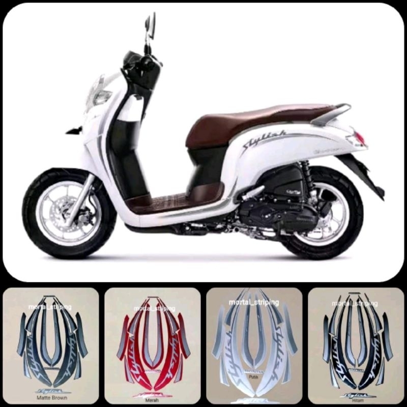 MERAH HITAM PUTIH Standard STRIPING LIST HONDA SCOOPY STYLISH 2019 RED ...