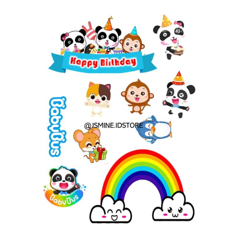 Custom BABYbus Theme Birthday Cake Topper | Shopee Malaysia