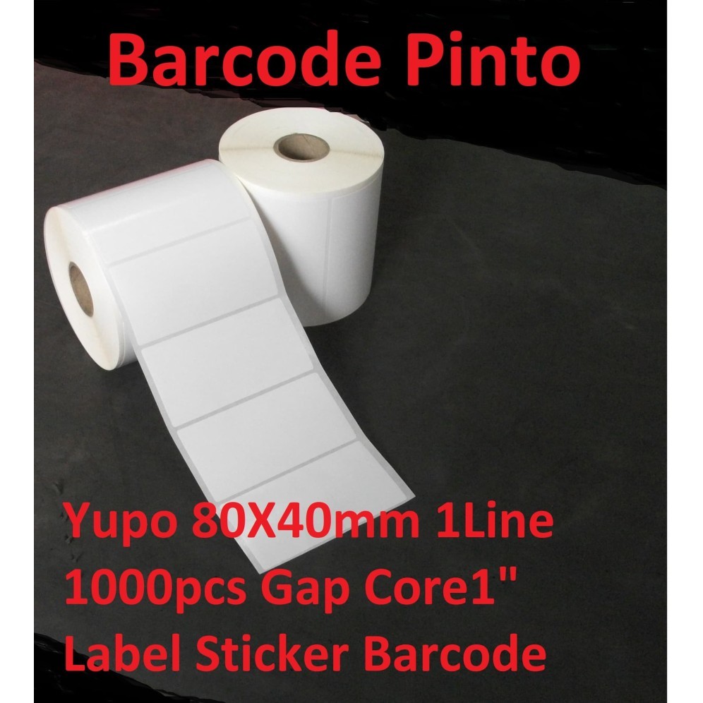 Yupo barcode sticker Label 80x40mm 1 Line 1000pcs Gap 2mm Core 1 ...