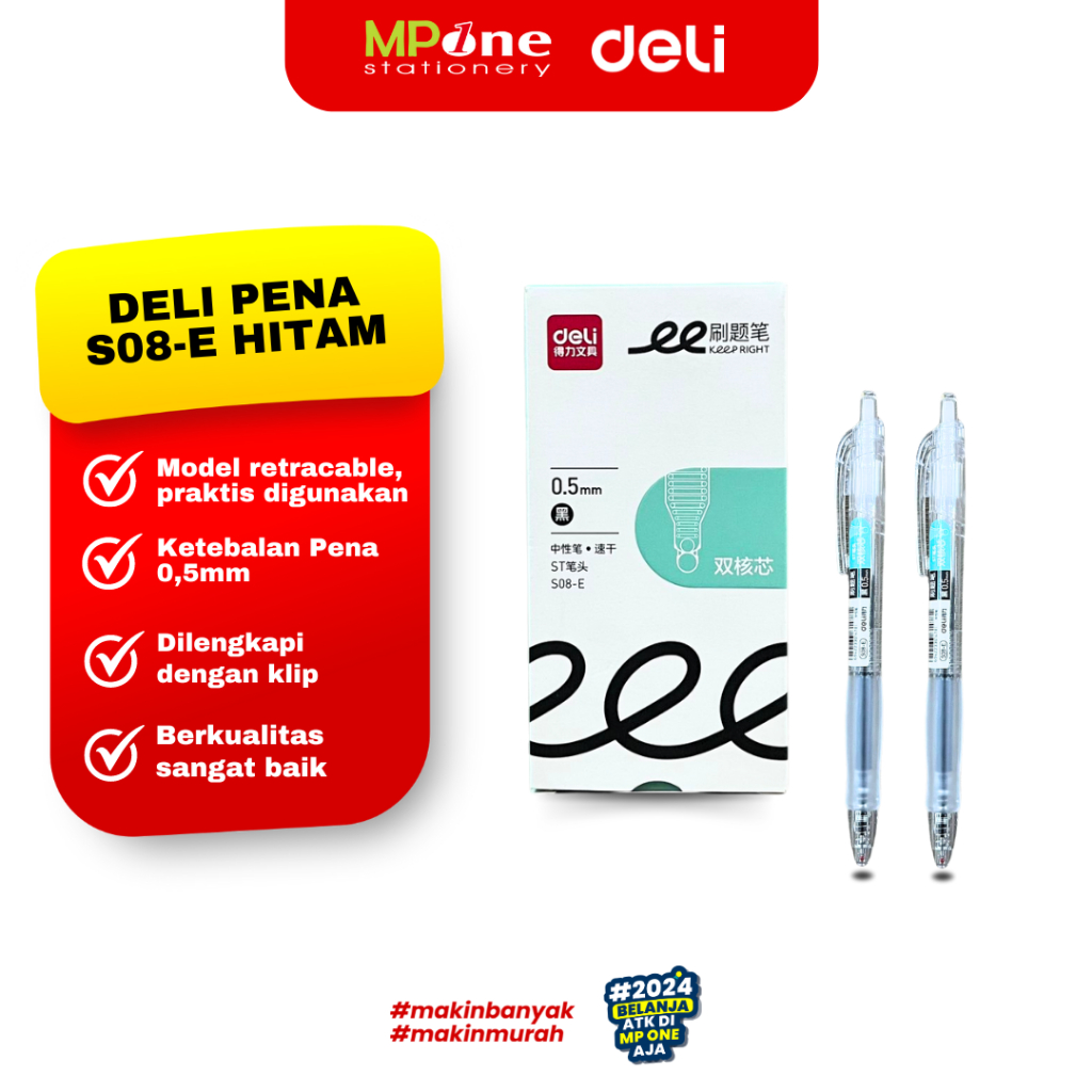 (1 PCS) DELI Gel Pen S08 Black 0.5mm/ Molded Gel Pen 0.5mm DELI S08-E | Shopee Malaysia
