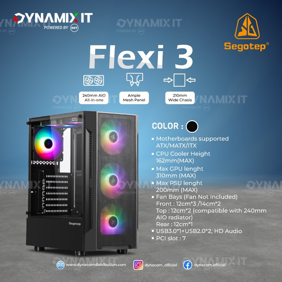 [+wooden pallet] Segotep FLEXI 3 AIRFLOW Tempered Glass ATX PC Case - Black | Shopee Malaysia