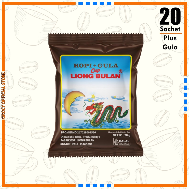 Cap Liong Bulan Coffee Powder Plus Sugar 20 Sachets X 28 Grams Bogor ...