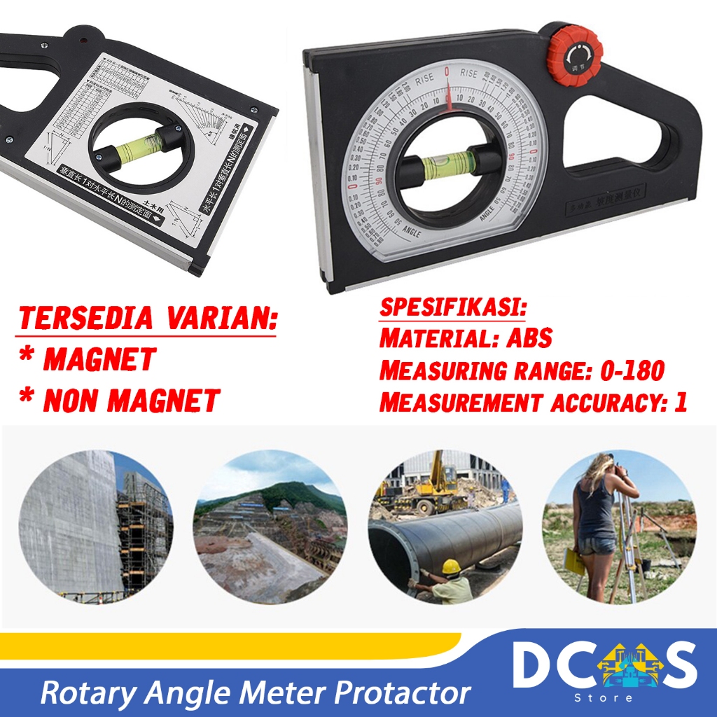 Rotary Angle Meter Protactor Inclinometer/Water Level Angle Measuring ...