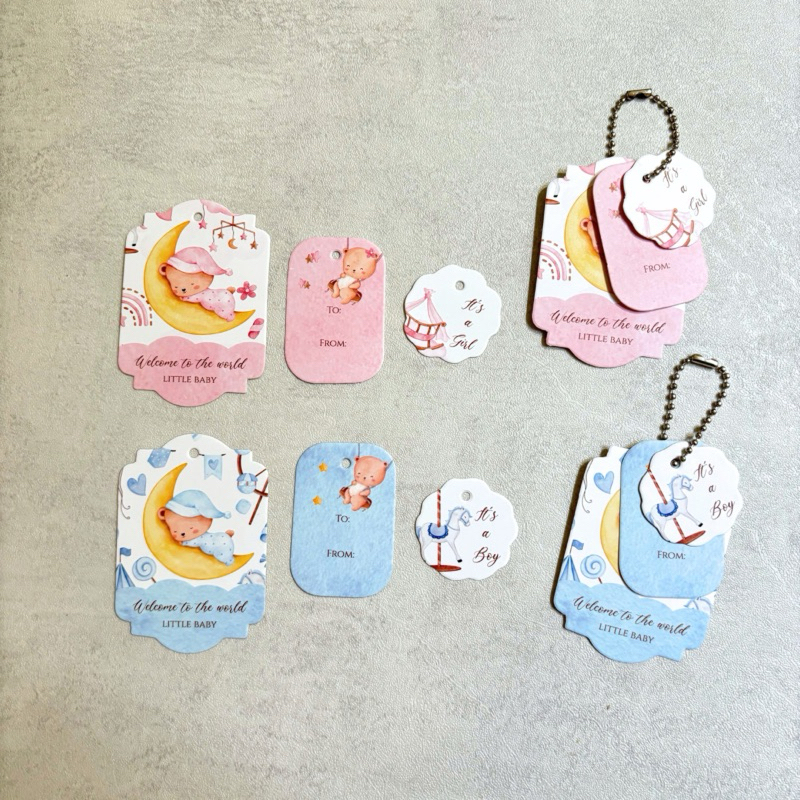 10 Sets of Hang Tags Welcome Baby Boy Girl New Born Baby Birth | Shopee ...
