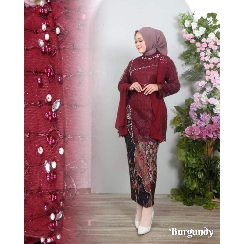 Aliya Rose Tunic Kebaya/Shawl Tunic Kebaya/Sequin Tunic Kebaya Set ...