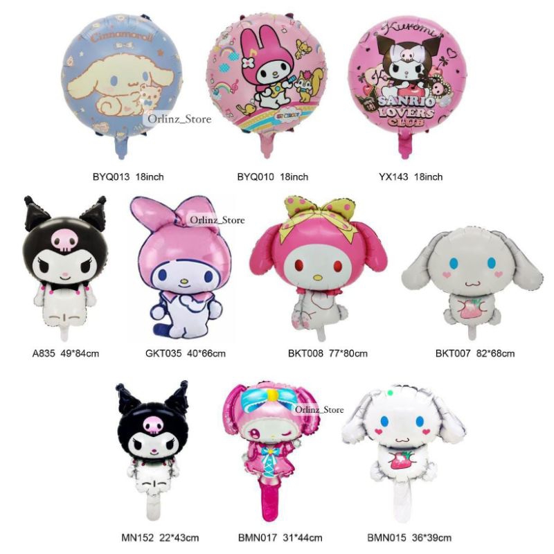 Sanrio Theme Cute Character Foil Balloons | Kuromi Kuromi | Melody ...