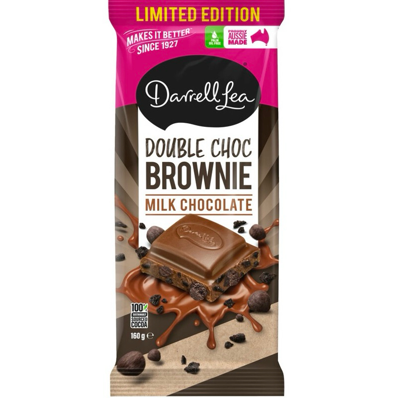 Darrell Lea Double Choc Brownie Milk Chocolate Block 160g - Australia ...