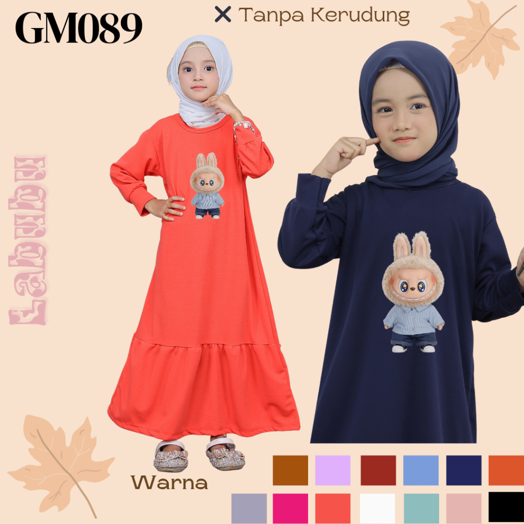 GM089- CHILDREN'S GAMIS CLOTHES HIJAB WITH CUTE PUMPKIN MONSTER SCREEN ...