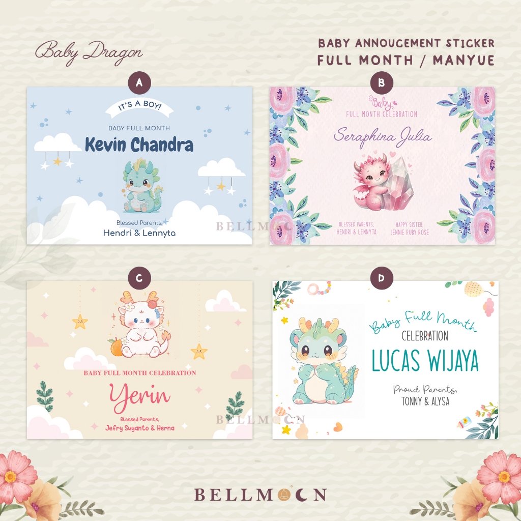 (content 18) BABY DRAGON BIRTH STICKER/ FULL MONTH BABY DRAGON STICKER ...