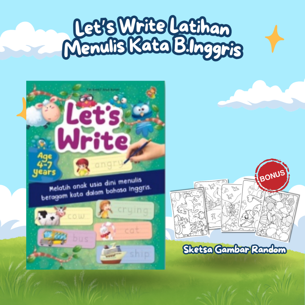Let's Write English Word Writing Practice Book (Free Image Sketches) - Bintang Bunda | Shopee ...