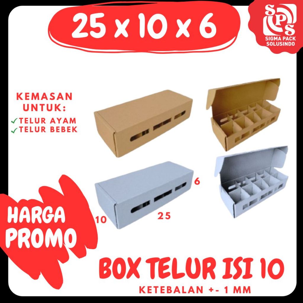 Egg Box Contains 10 25x10x6 + Eflute Cardboard Divider Egg Endok Endog ...