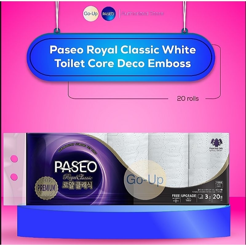 Paseo Royal Classic White Tissue Core Deco Emboss Toilet Tissue 20 ...