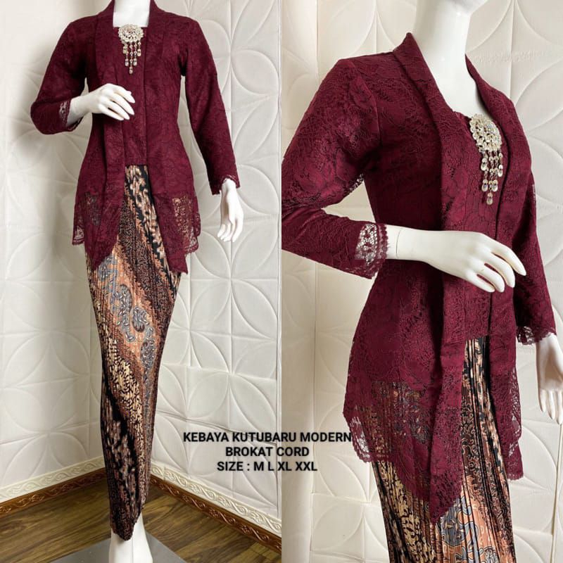 Modern Kebaya Set, Long Sleeve Brukat Tikusaru Kebaya Top, Mixed Long ...